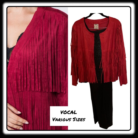 Vocal | Jackets & Coats | Nwt Vocal Red Double Layered Fringe Jacket ...